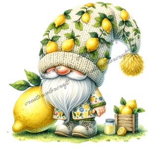 Lemon Gnome Clipart, Sublimation Designs, Lemon Gnome Png, Gnome ...