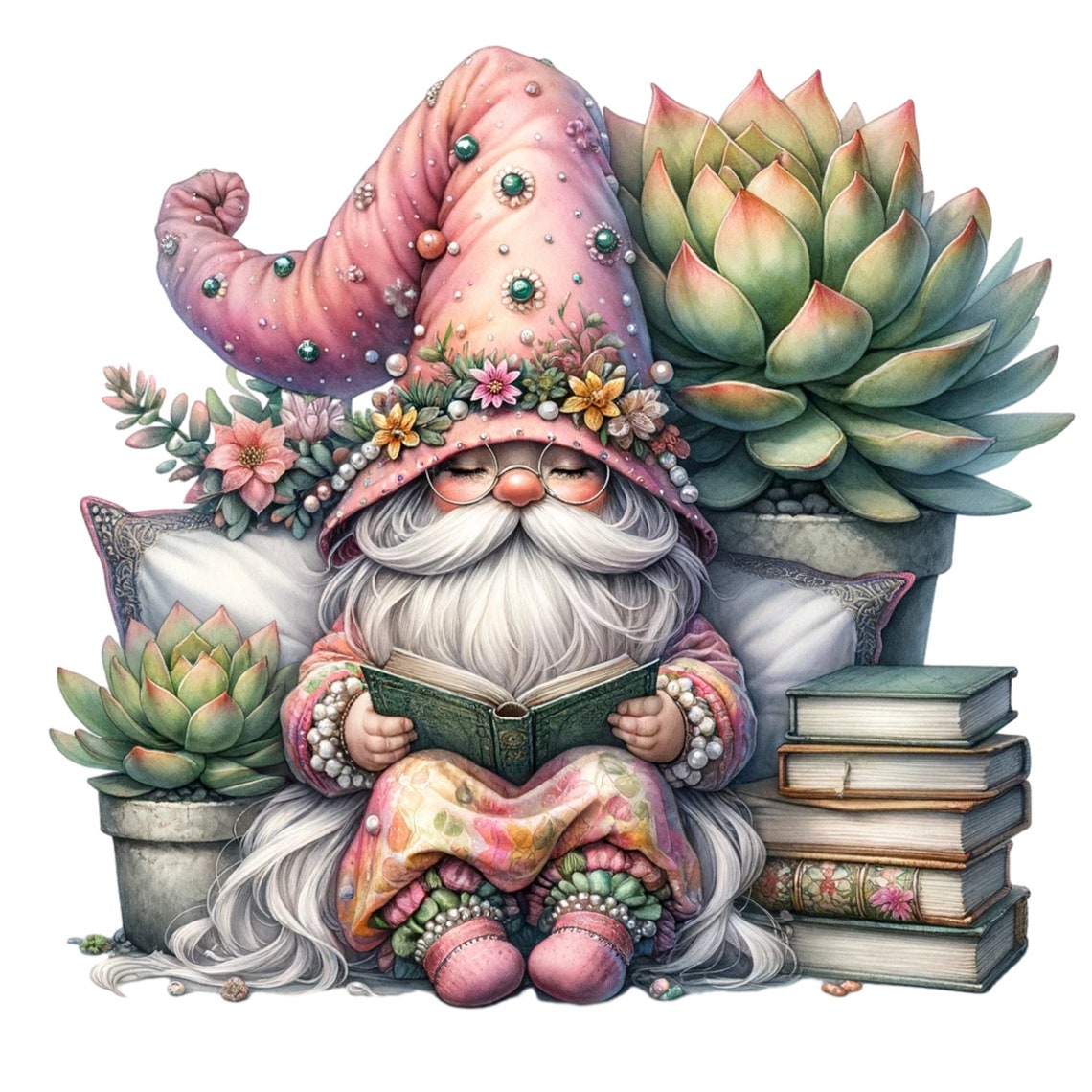 Reading Clipart, Cute Gnomes Clipart, Read Book Clipart, Planner ...