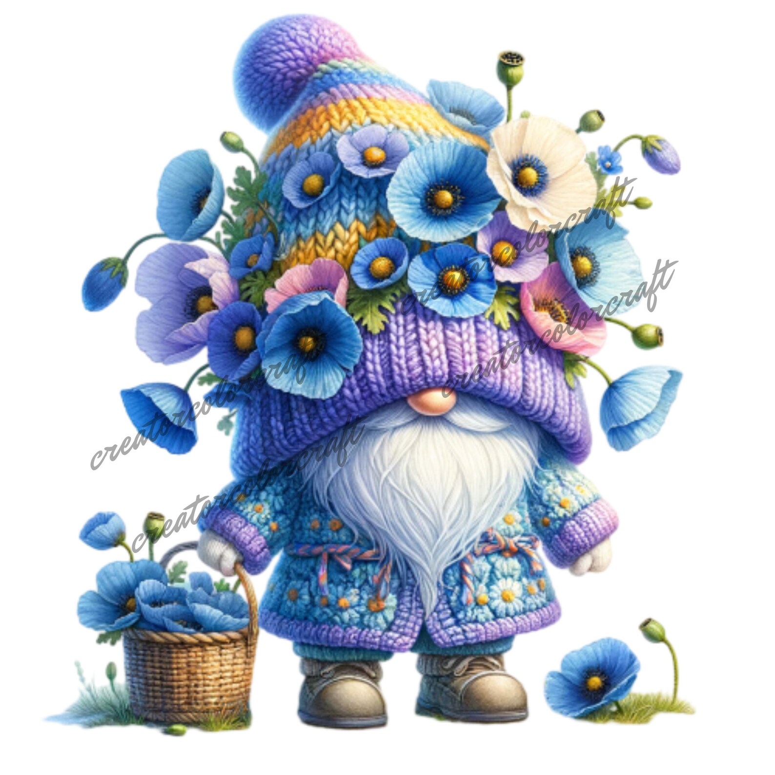 Poppies Gnomes Clipart Bundle, Flowers Gnomes PNG, Bundle Png, Garden ...