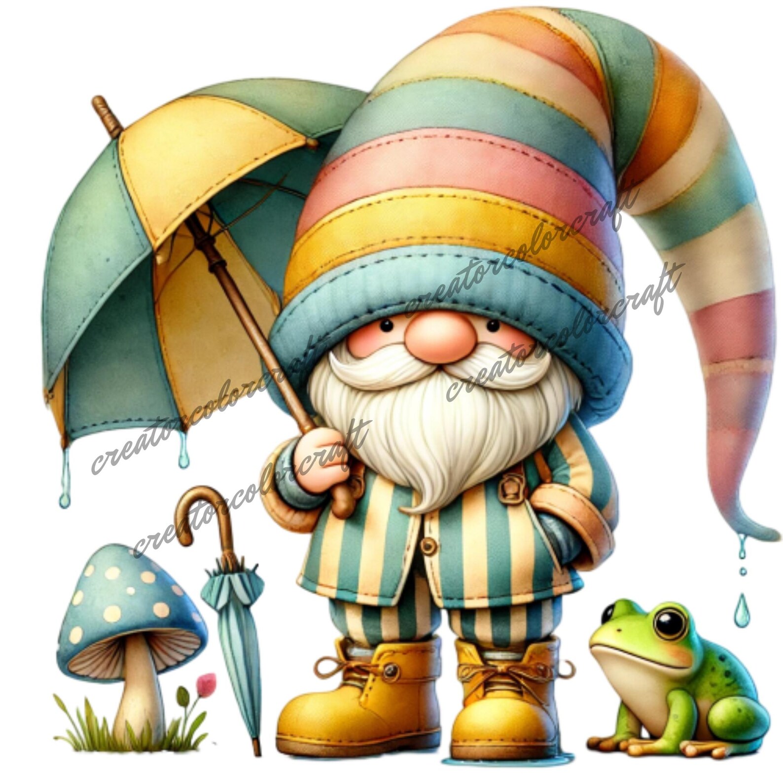 Rainy Day Gnome Clipart, Cute Gnomes Clipart, Autumn Gnomes Clipart ...