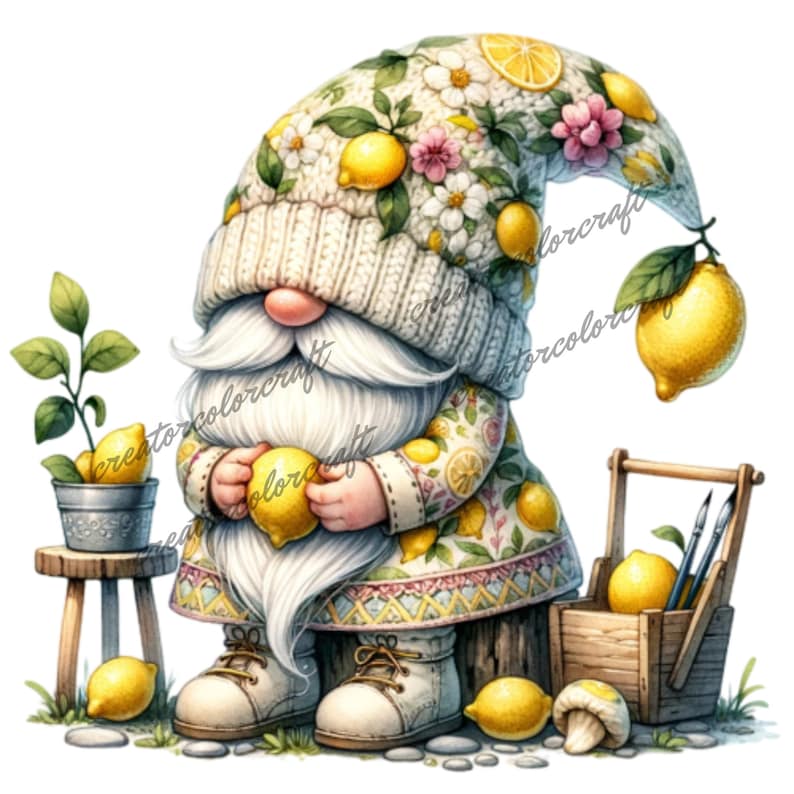 Lemon Gnome Clipart, Sublimation Designs, Lemon Gnome Png, Gnome ...