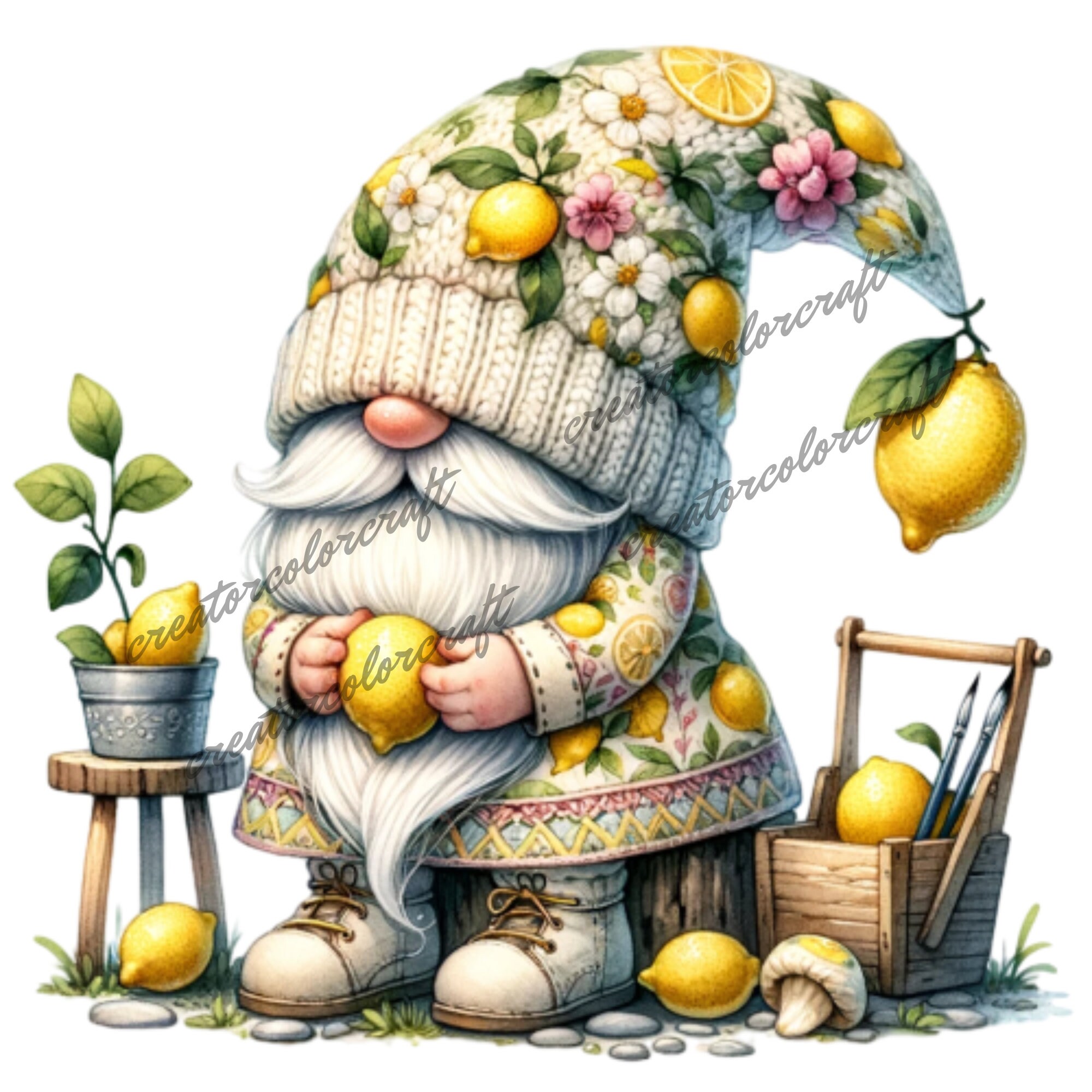 Lemon Gnome Clipart, Sublimation Designs, Lemon Gnome Png, Gnome ...