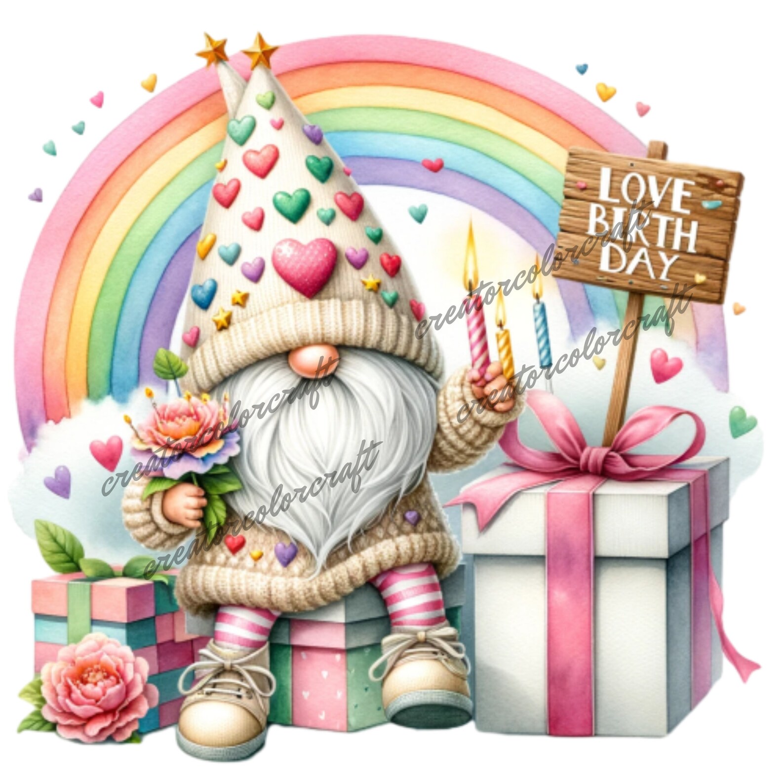 Birthday Gnome Clipart, Happy Birthday Gnome, Junk Journal, Card Making ...