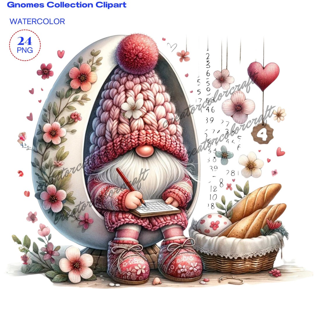 Planner Gnome, Gnome Clipart, Planner Clipart, Watercolor Planner ...