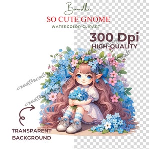 Forget Me Not Gnome Clipart, Garden Clipart, Spring Gnome Png,gnome ...