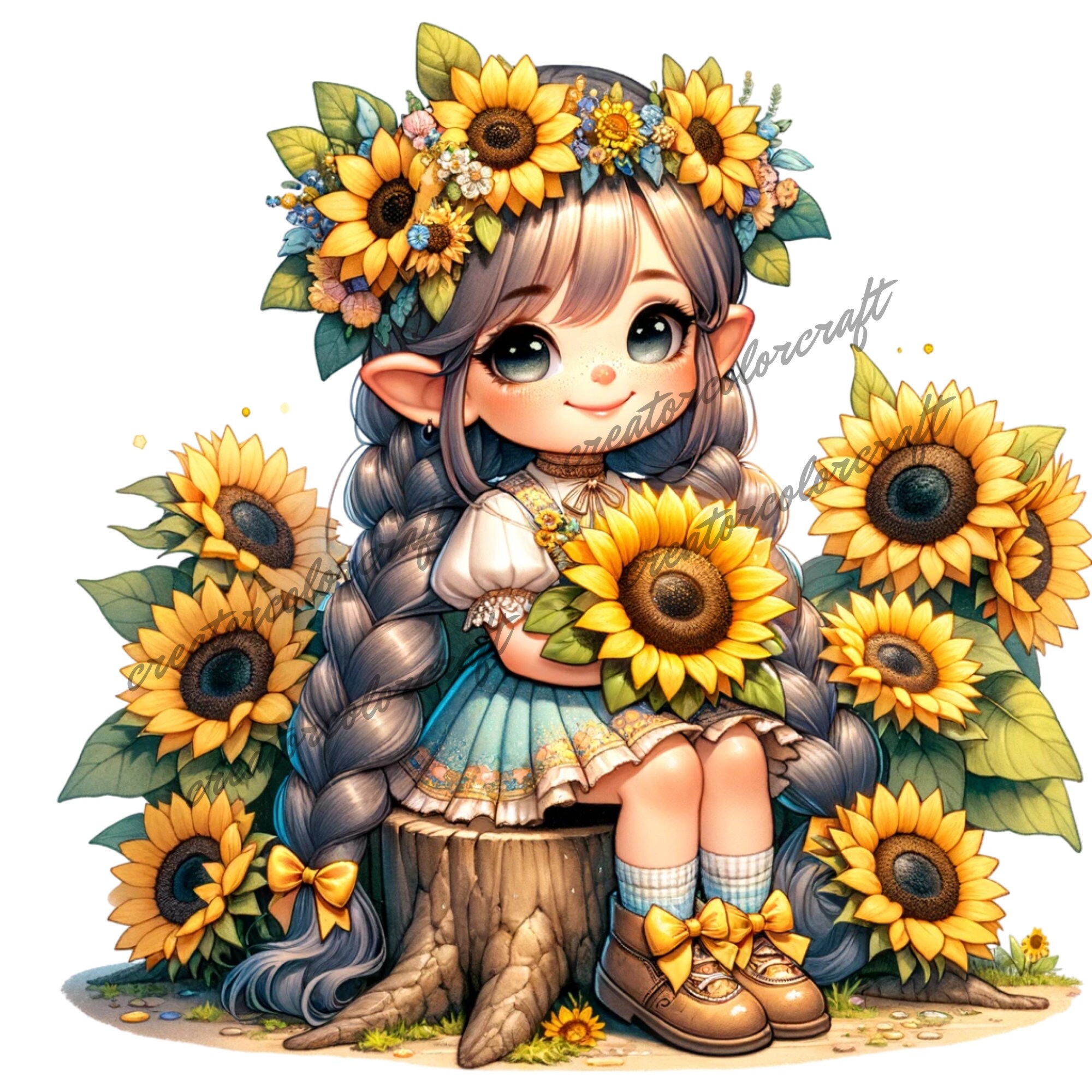 Sunflower Gnome Clipart, Bundle Png, Garden Clipart, Spring Gnome Png ...
