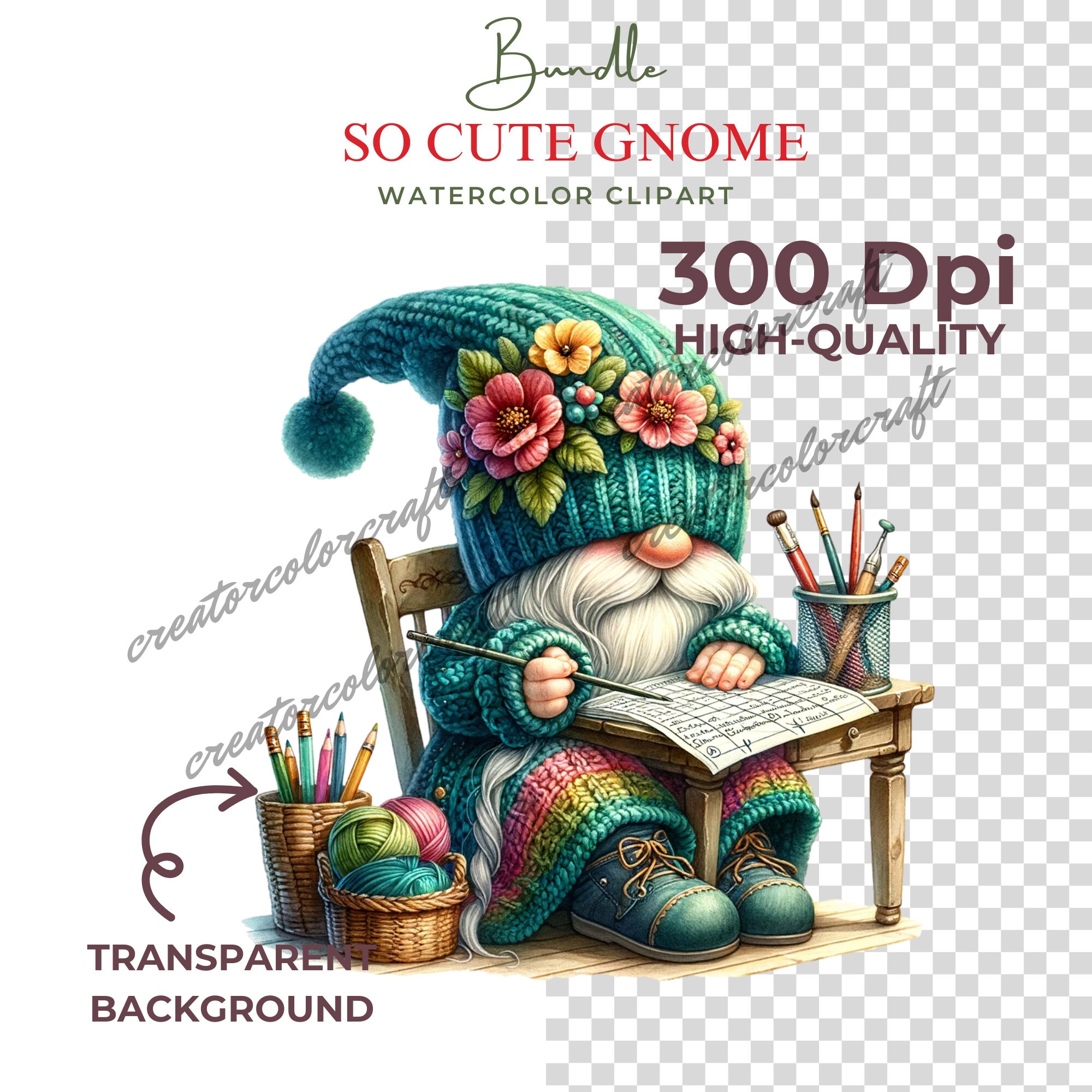 Planner Gnome, Gnome Clipart, Planner Clipart, Watercolor Planner ...