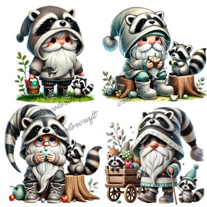 Raccoon Lover Gnome Clipart, Digital Download,animal Farm Gnome ...
