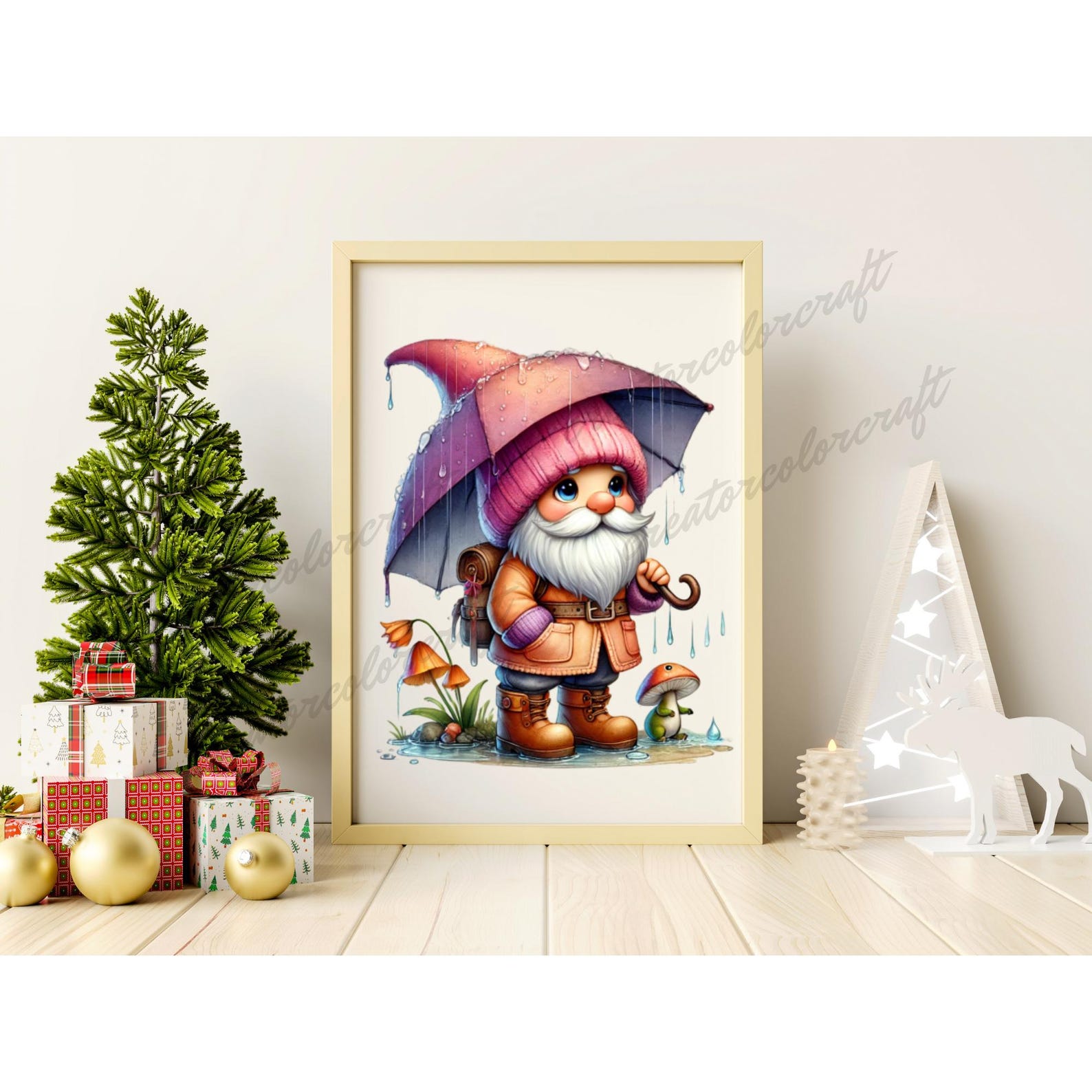 Rainy Day Gnome Clipart, Cute Gnomes Clipart, Autumn Gnomes Clipart ...