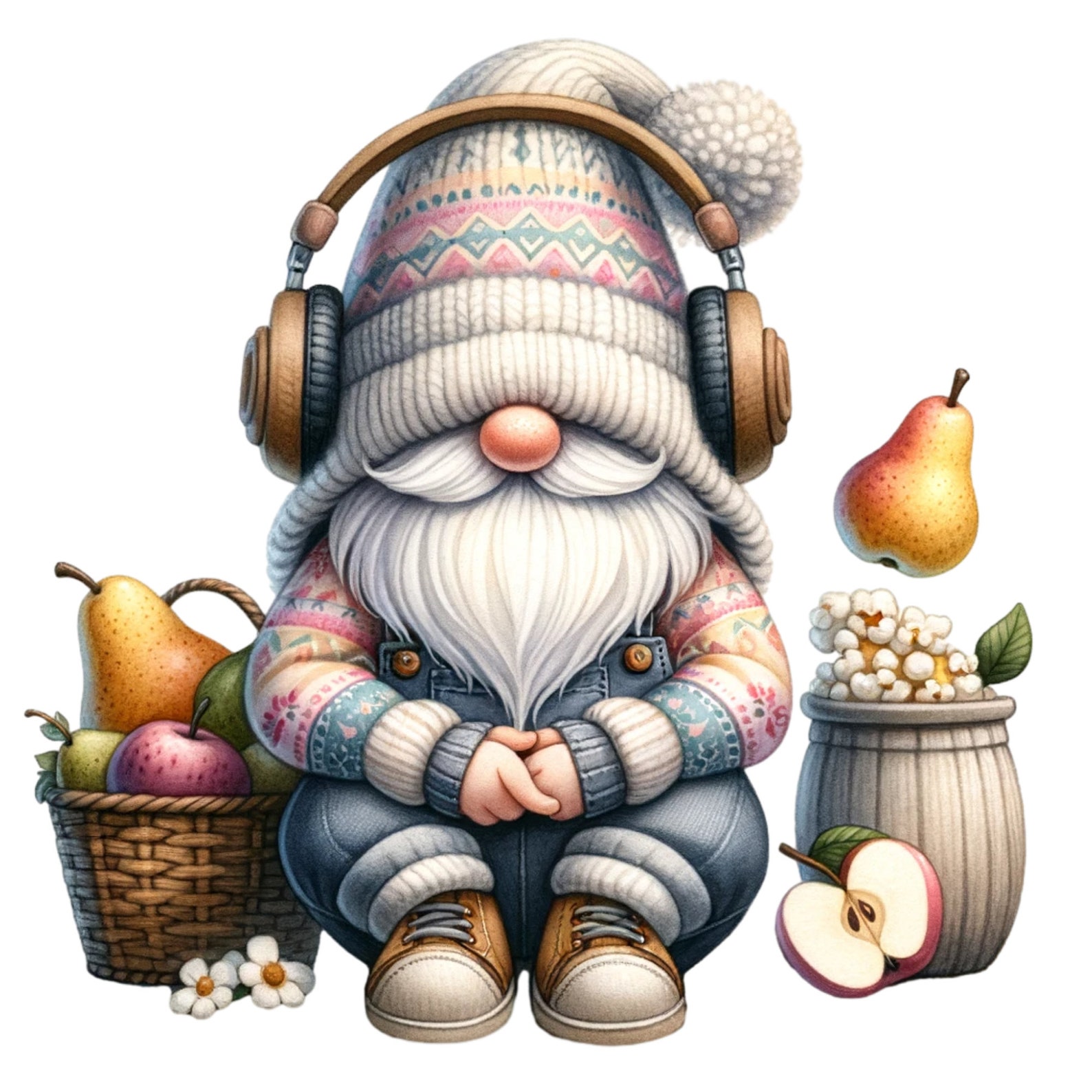 Watercolor Popcorn Gnome Clipart, 18 PNG Digital Images (300 DPI) - Etsy