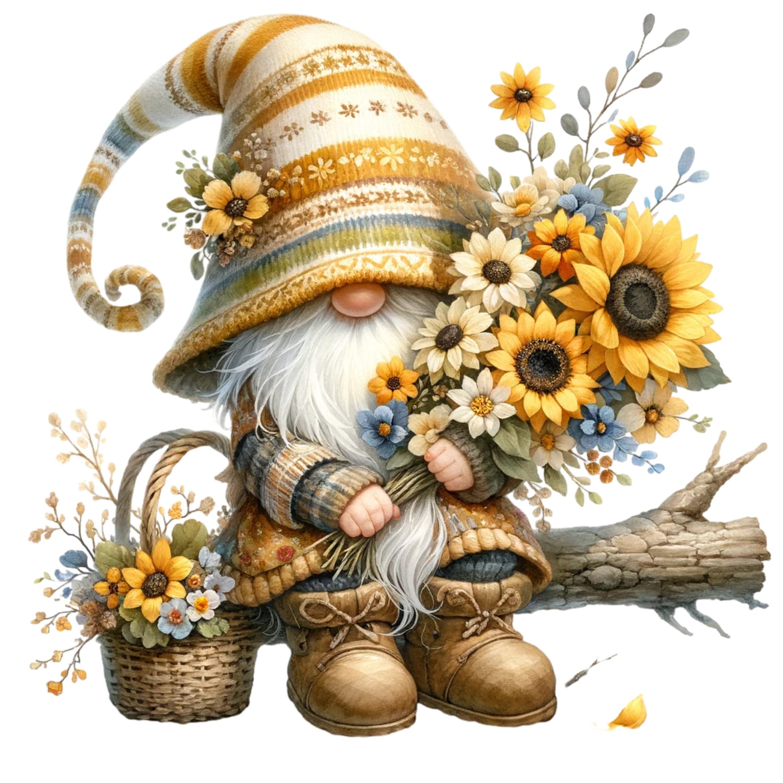 Sunflower Gnome Clipart, Bundle Png, Garden Clipart, Spring Gnome Png ...