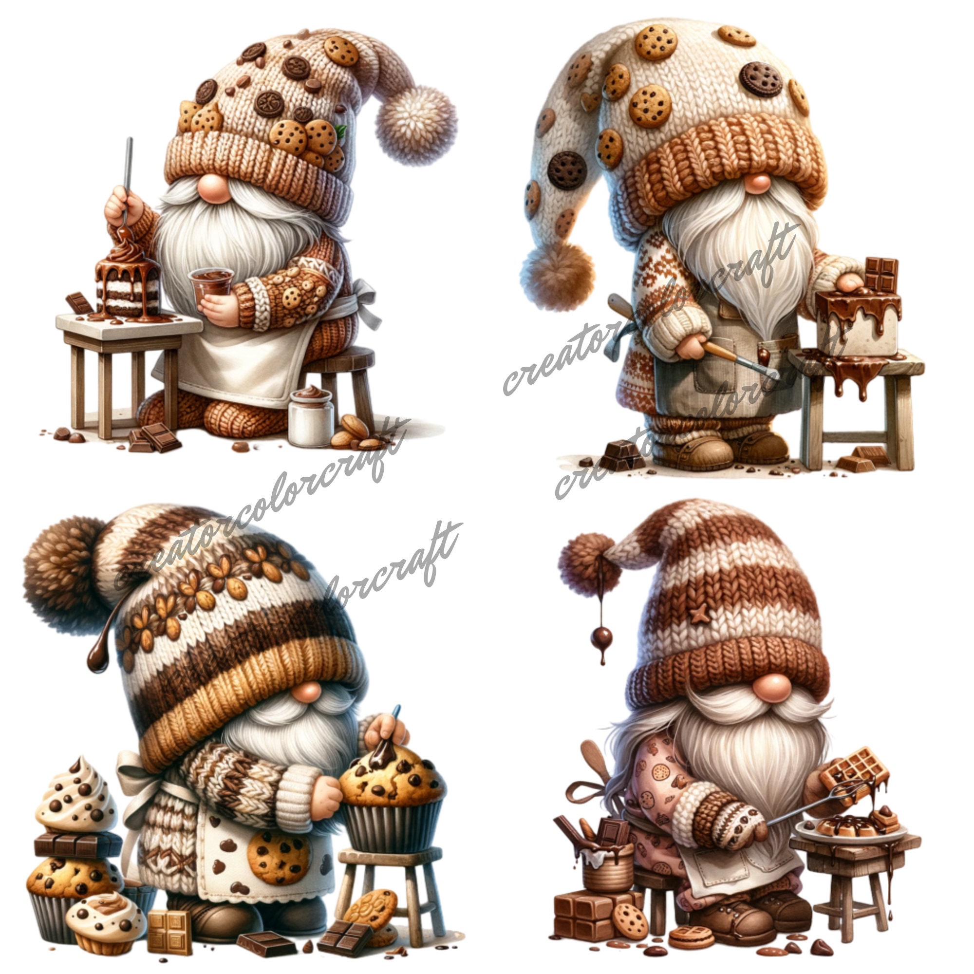 Baker Gnome, Gnome Pastry Chef Clipart, Summer Gnome Clipart, Camping ...