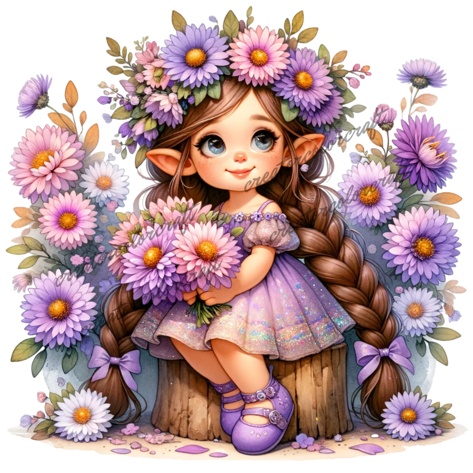 Aster Gnome Clipart, Garden Clipart, Spring Gnome Png, Gnome With ...