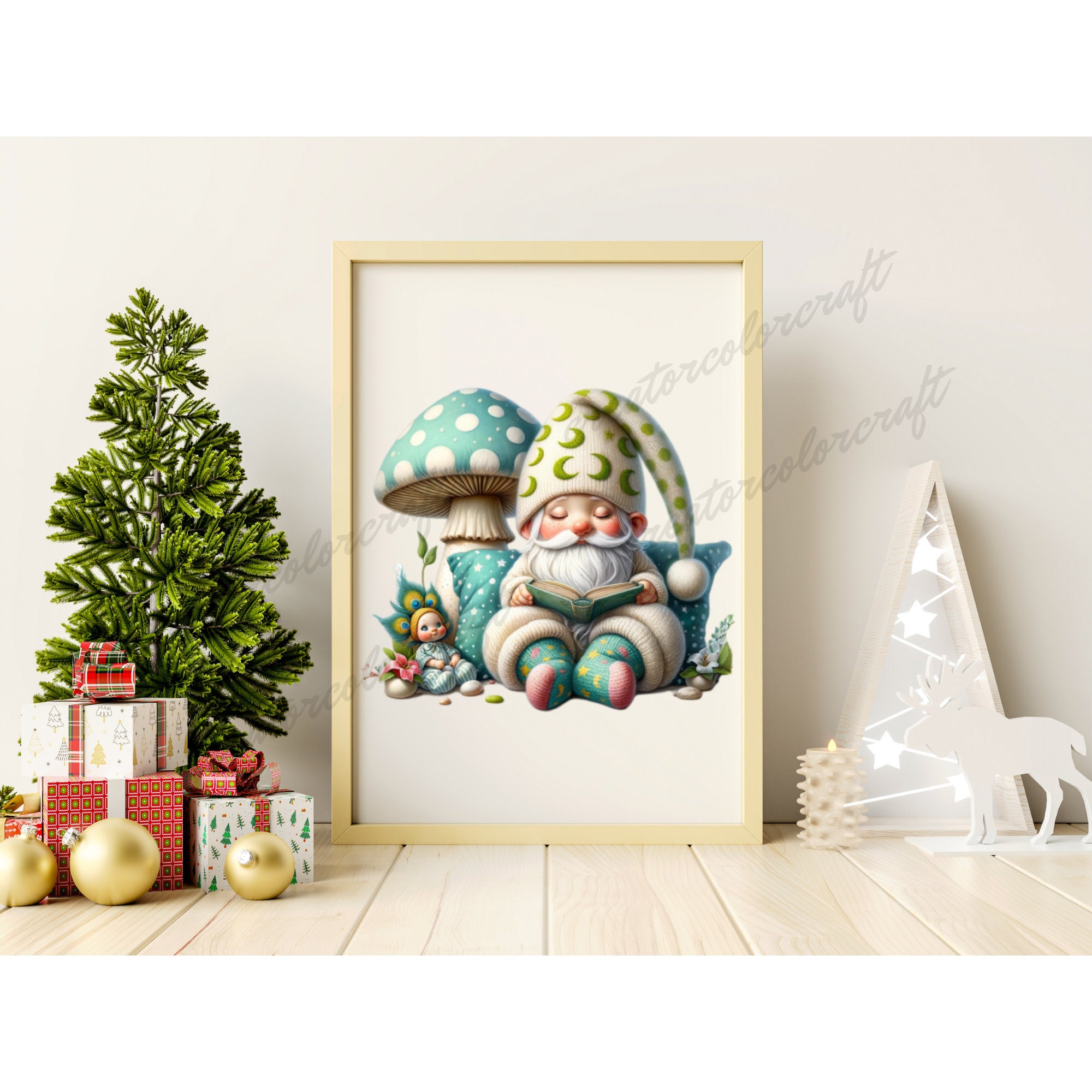 Sleeping Gnome Clipart, Gnome Clip Art PNG Watercolor, Junk Journal, Card Making Gift Tag ...