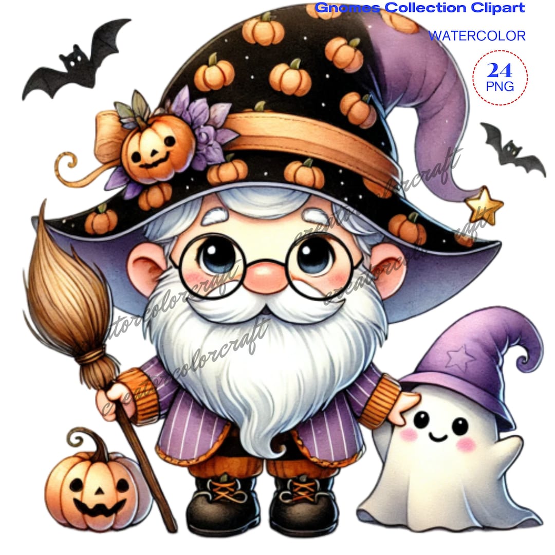 Halloween Gnome Clipart, Nursery Art, Digital Download, Card Making ...