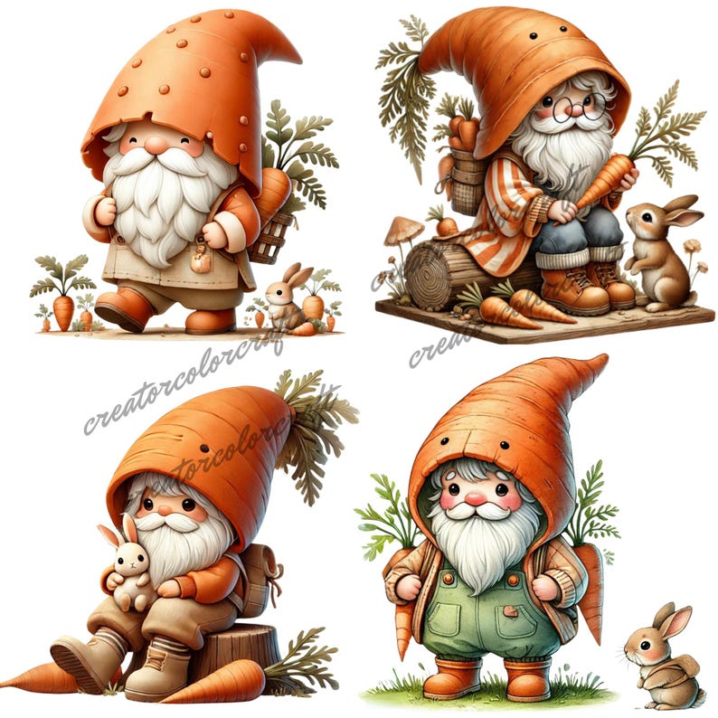 Rabbit Lover Gnome Clipart, Digital Download,animal Farm Gnome,easter ...