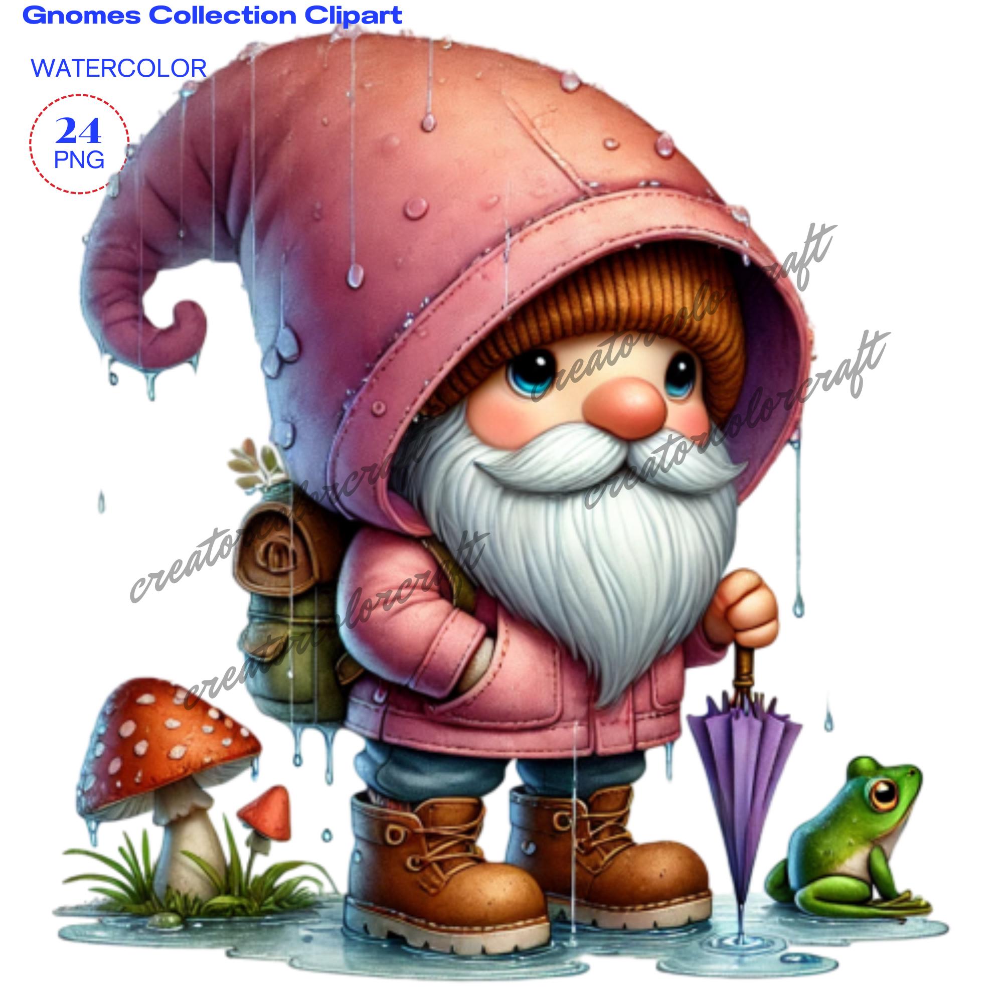 Rainy Day Gnome Clipart, Cute Gnomes Clipart, Autumn Gnomes Clipart ...