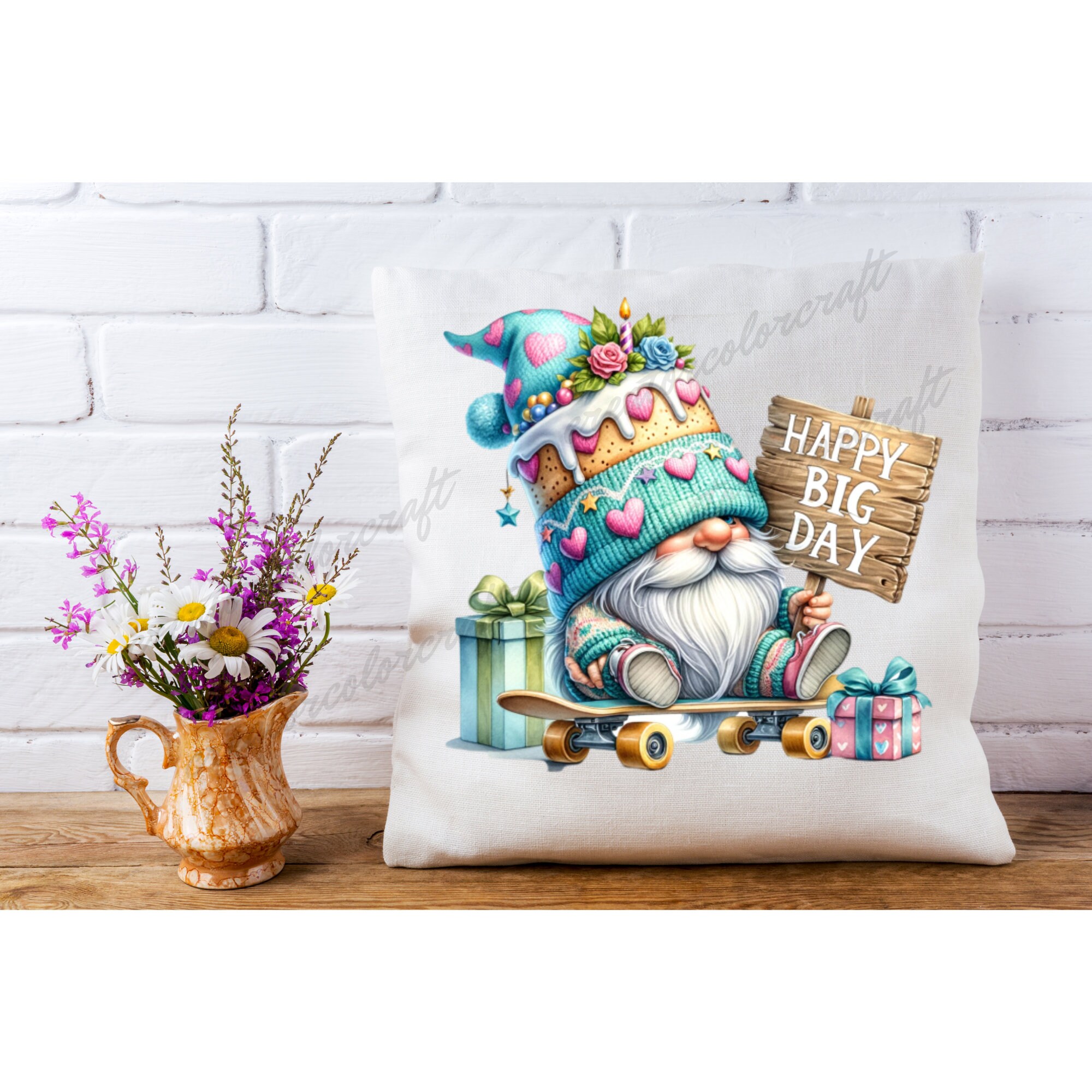 Birthday Gnome Clipart, Happy Birthday Gnome, Junk Journal, Card Making ...