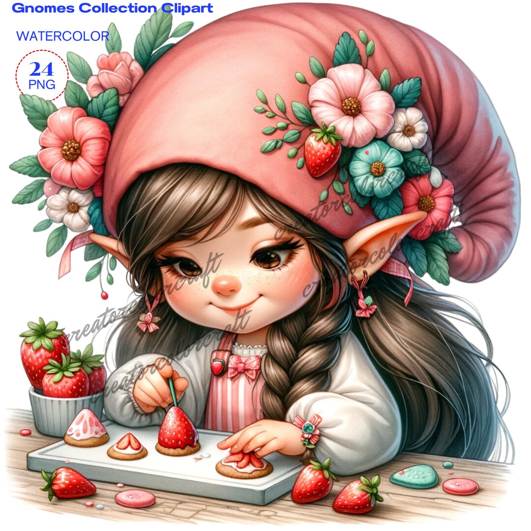 Baker Gnome, Gnome Pastry Chef Clipart, Summer Gnome Clipart, Chef ...