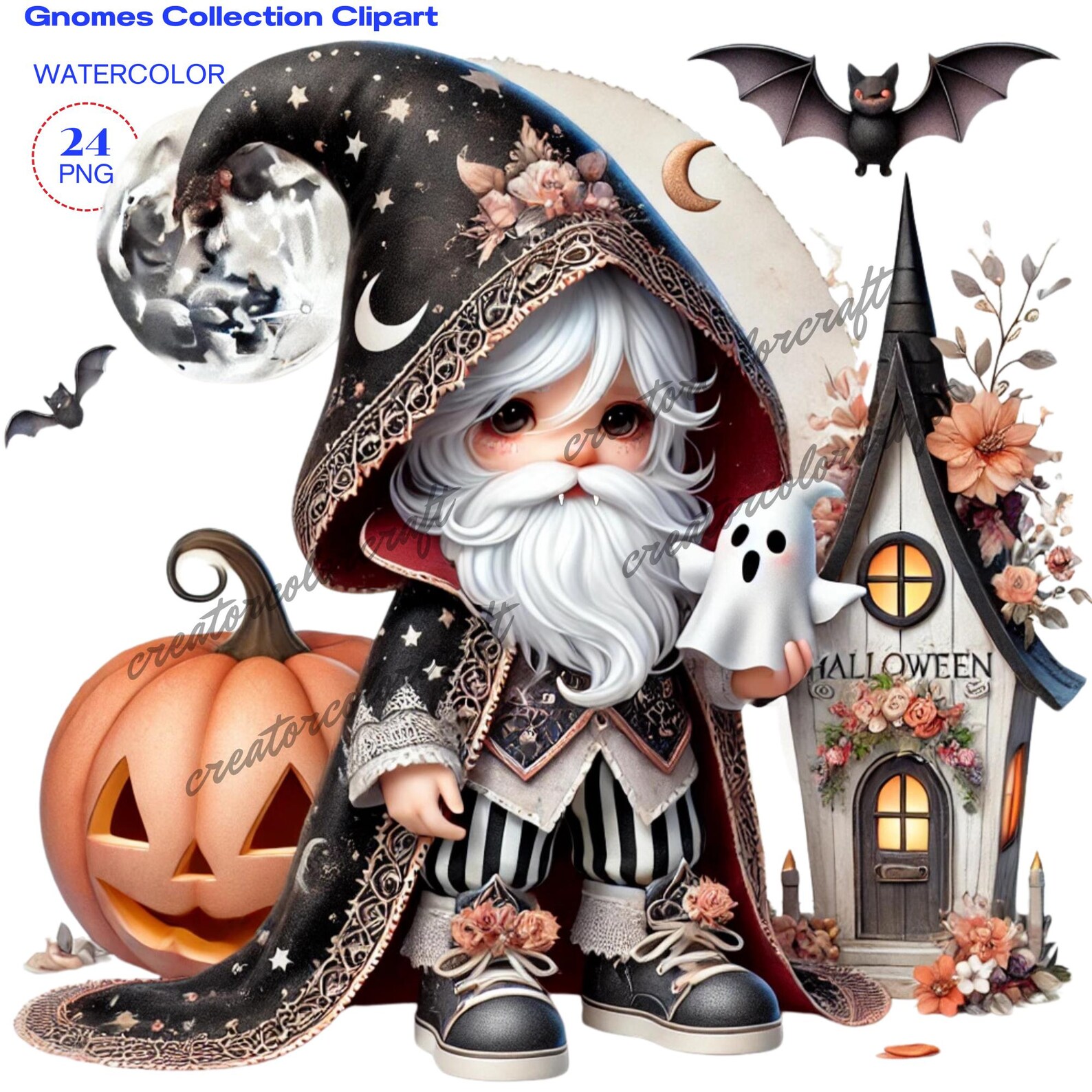 Halloween Gnome Clipart, Nursery Art, Digital Download, Card Making ...