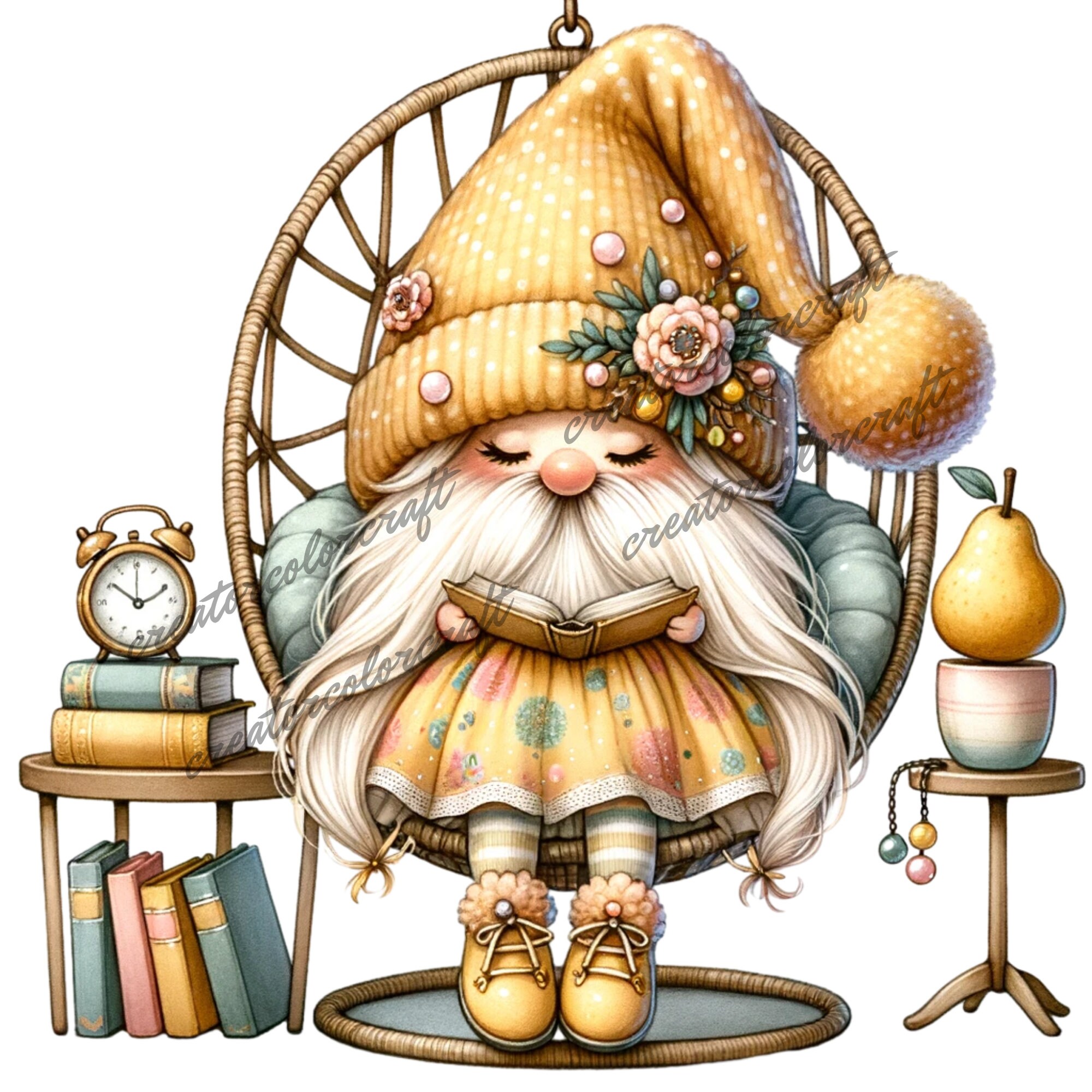 Reading Clipart, Cute Gnomes Clipart, Read Book Clipart, Planner ...