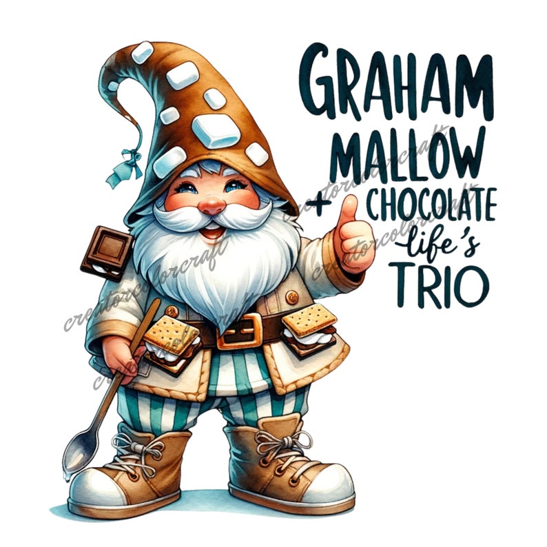 Watercolor S'mores Gnomes, Smores Png, Marshmallow Gnome, Cute Gnomes ...