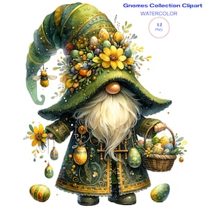 Sunflower Gnome Clipart, Bundle Png, Garden Clipart, Spring Gnome Png ...