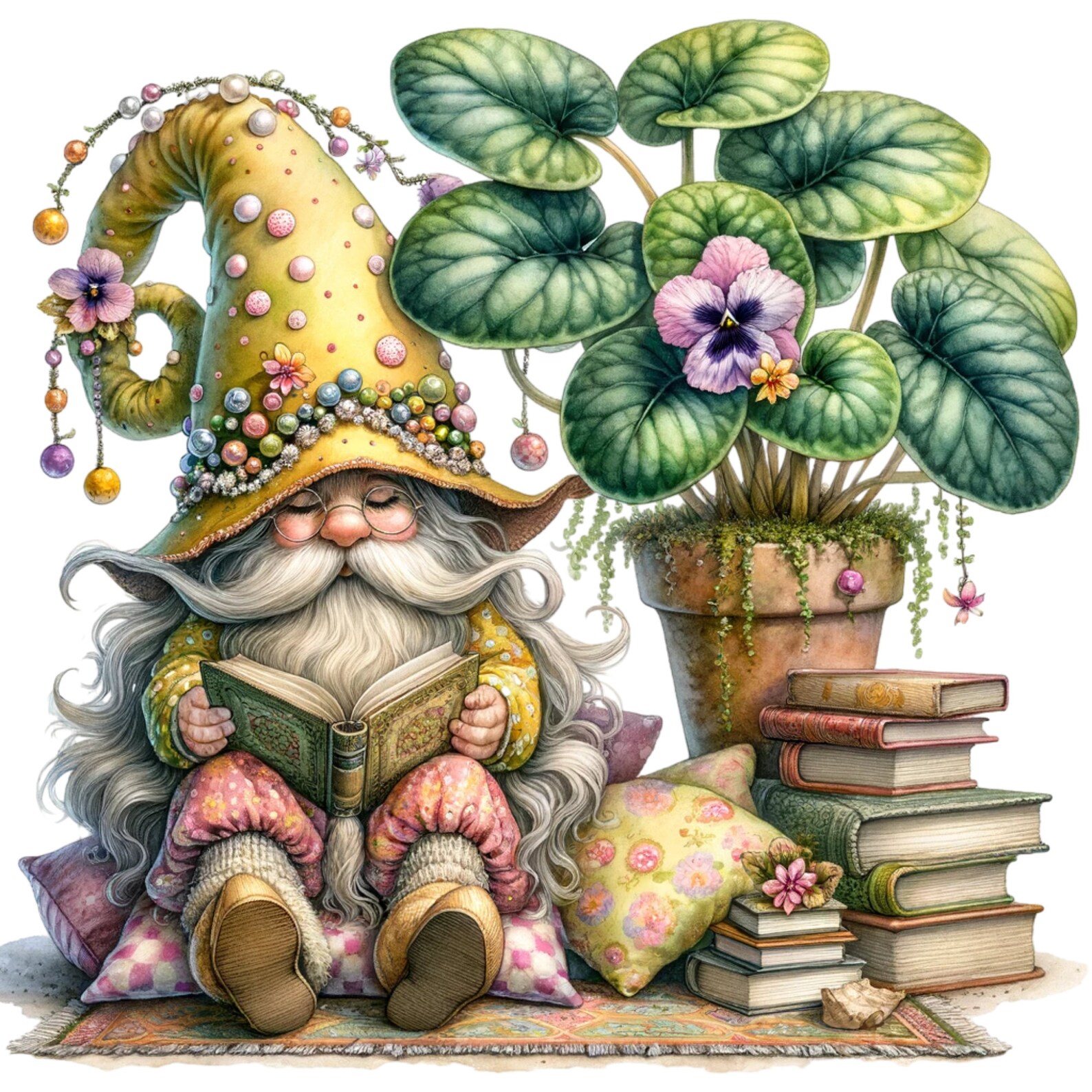 Reading Clipart, Cute Gnomes Clipart, Read Book Clipart, Planner ...