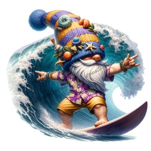Summer Beach Gnome Watercolor Clipart Png, Sea Summer Gnome, Nature ...
