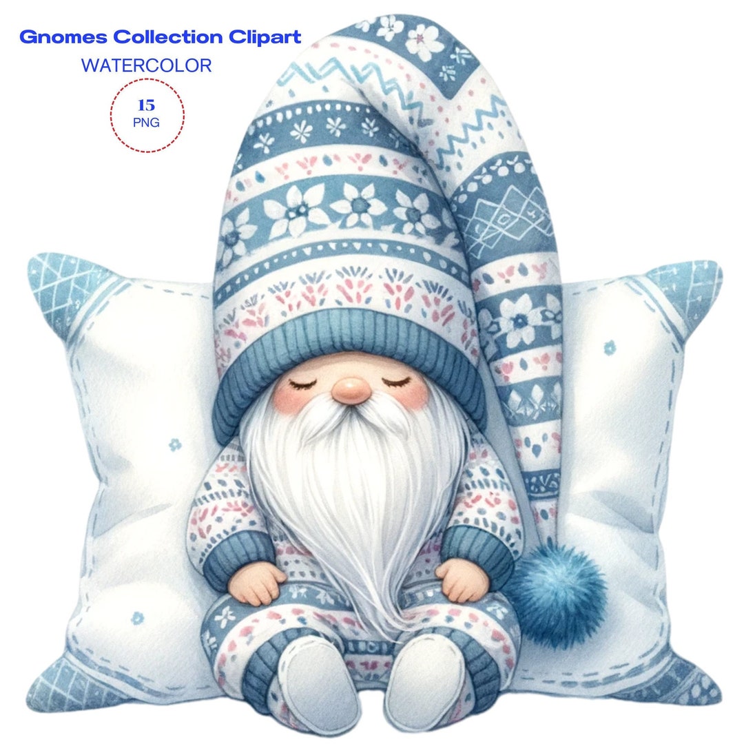 Pajamas Gnome Clipart PNG Bundle, Cute Bed Time Gnomes, Nursery Decor,gnome Lovers,nursery Art ...