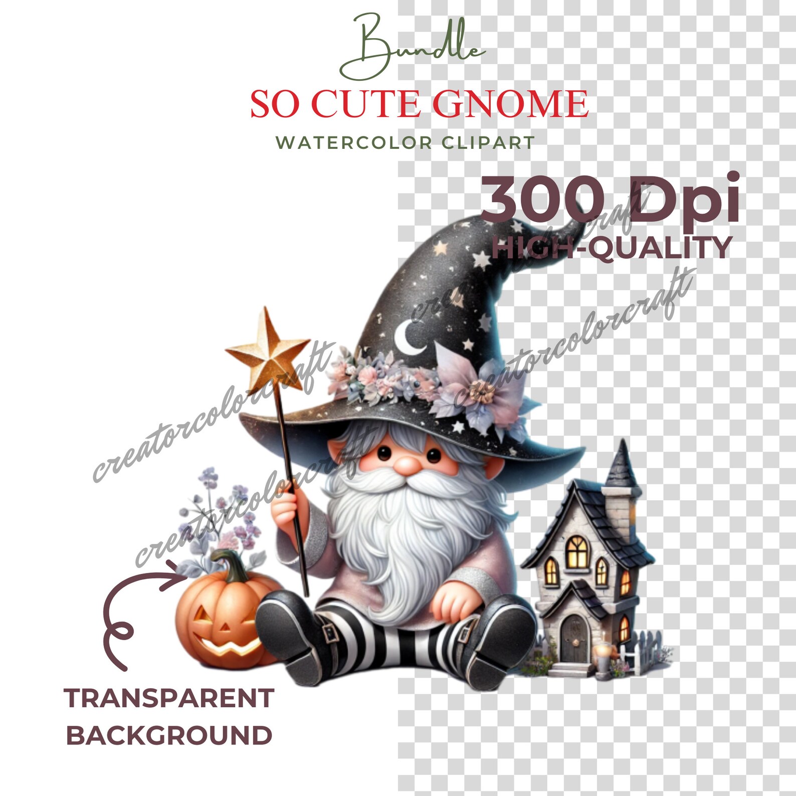 Halloween Gnome Clipart, Nursery Art, Digital Download, Card Making ...