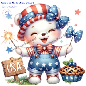Patriotic Clipart, 4th of July Clipart, Teddy Bear, Patriotic Bear ...