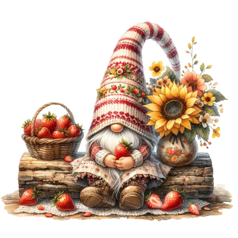 Sunflower Gnome Clipart Bundle, Spring Summer Garden PNG (digital ...
