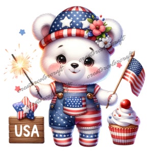 Patriotic Clipart, 4th of July Clipart, Teddy Bear, Patriotic Bear ...
