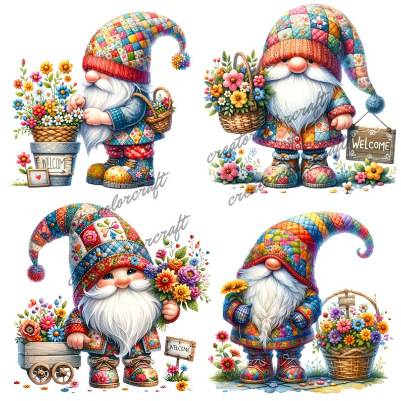 Spring Gnomes Clipart Bundle, Flowers Gnomes PNG, Bundle Png, Garden ...