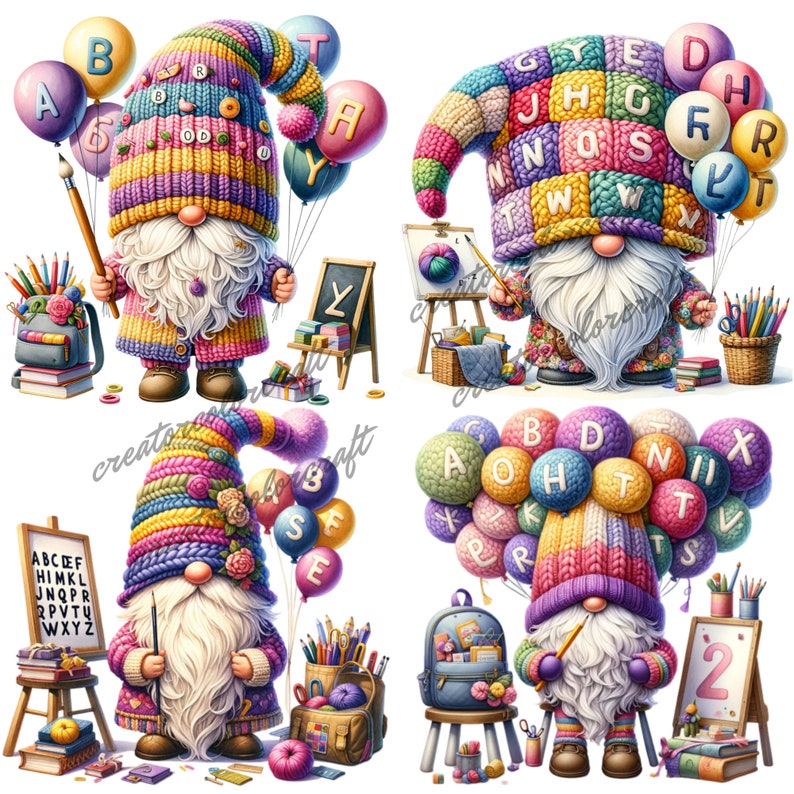 Teacher Gnome, Back to School Gnome, Watercolor Graduation Gnome ...