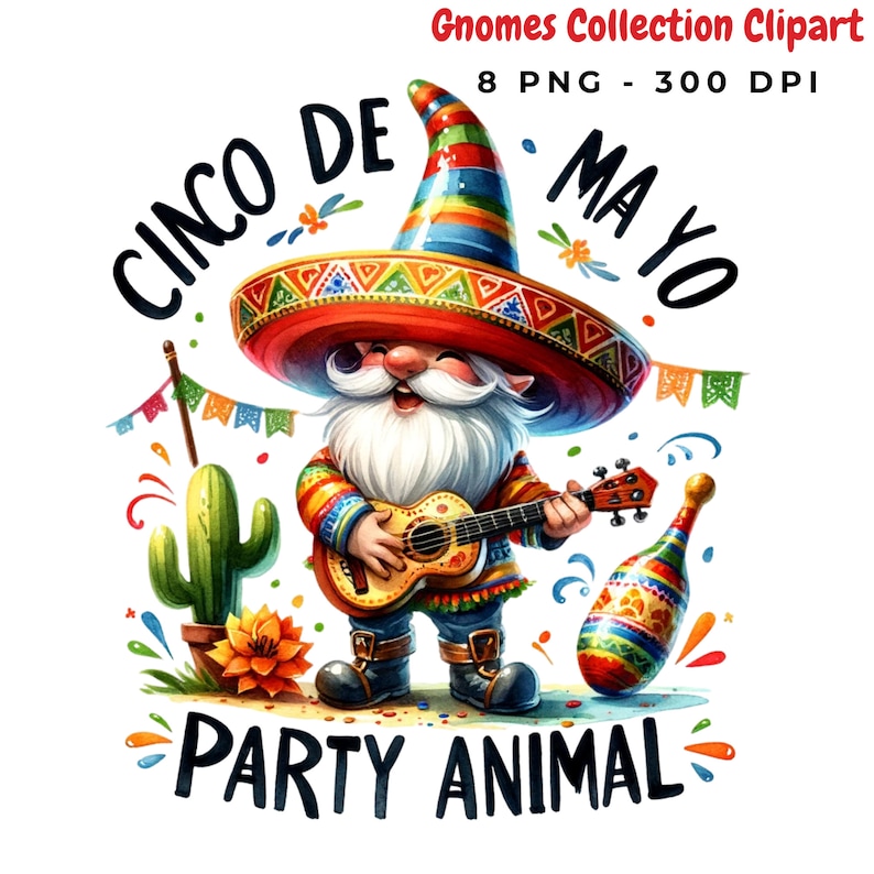 Cinco De Mayo Gnome Png, Mexican Gnome Png, Gnome Clipart, Mexico ...