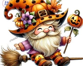 Halloween Gnome Clipart, Nursery Art, Digital Download, Card Making ...