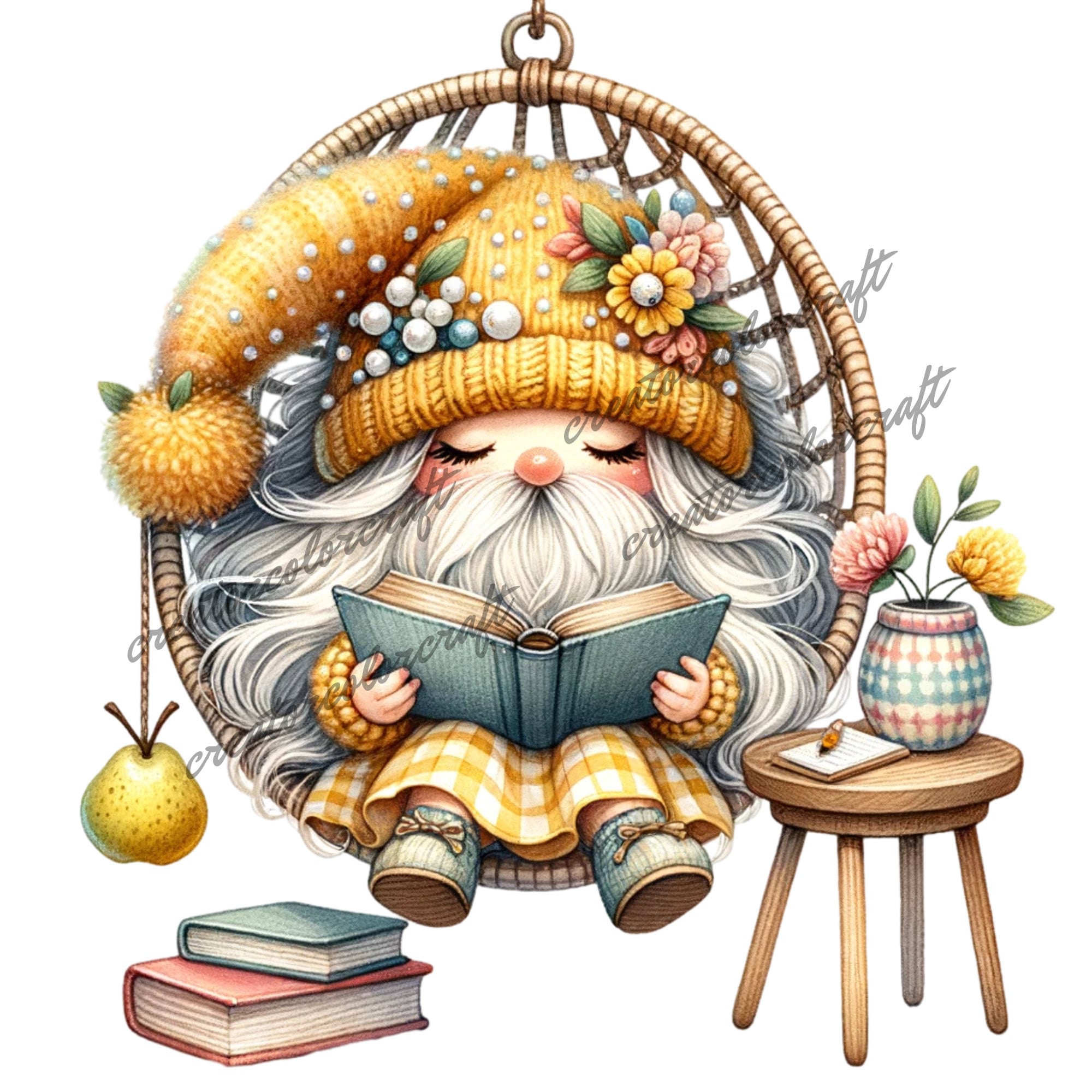 Reading Clipart, Cute Gnomes Clipart, Read Book Clipart, Planner ...