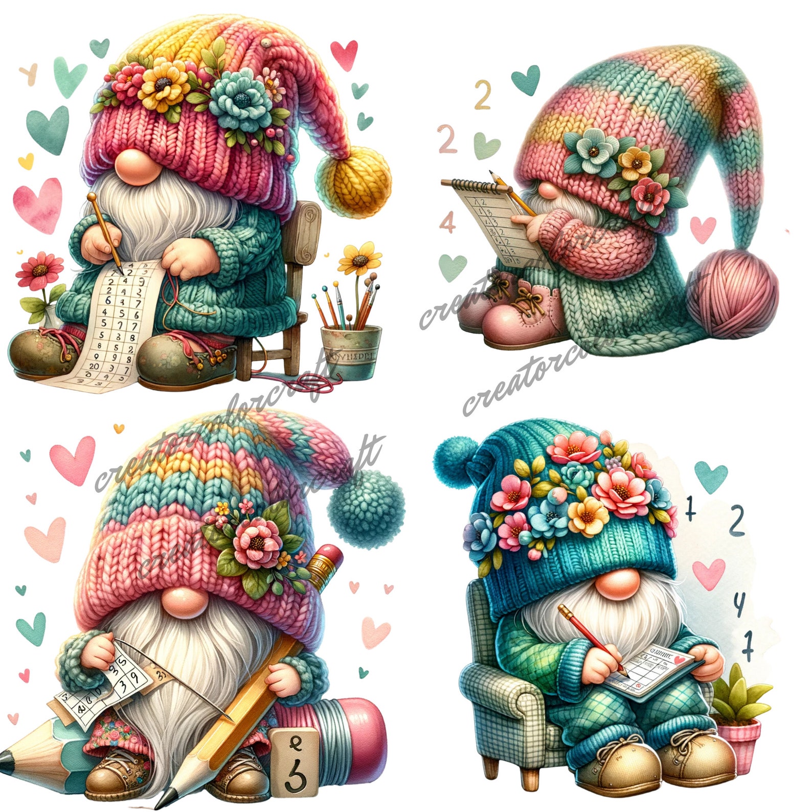 Planner Gnome, Gnome Clipart, Planner Clipart, Watercolor Planner ...