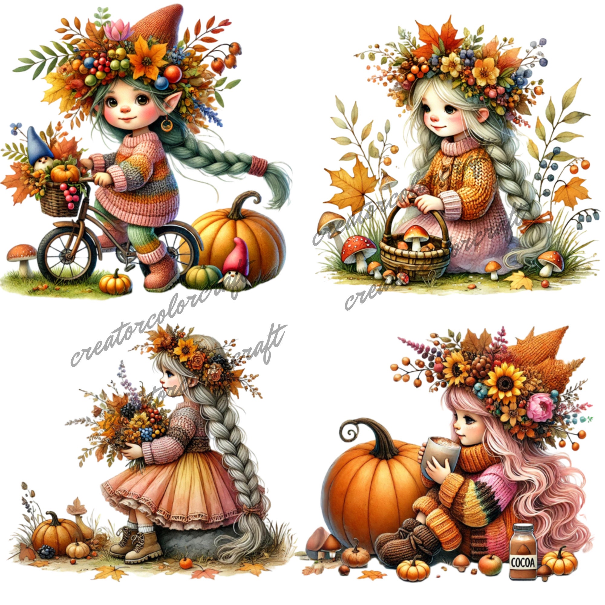 Fall Gnomes Clipart PNG Bundle, Fall Gnome Png, Autumn Gnome Png, Gnome ...