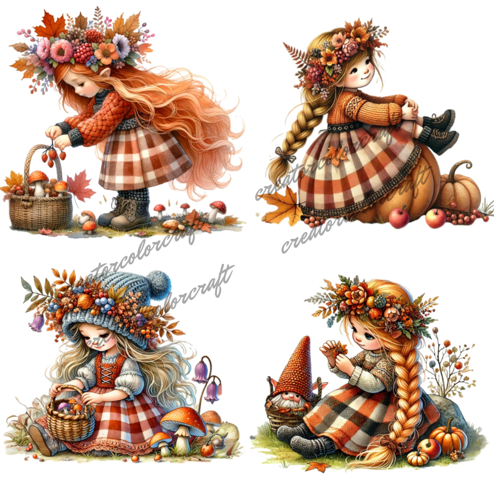 Fall Gnomes Clipart PNG Bundle, Fall Gnome Png, Autumn Gnome Png, Gnome ...