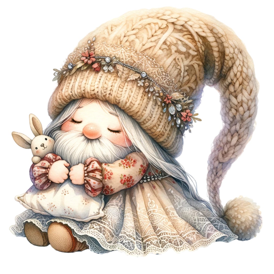 Pajamas Gnome Clipart PNG Bundle, Cute Bed Time Gnomes, Nursery Decor ...