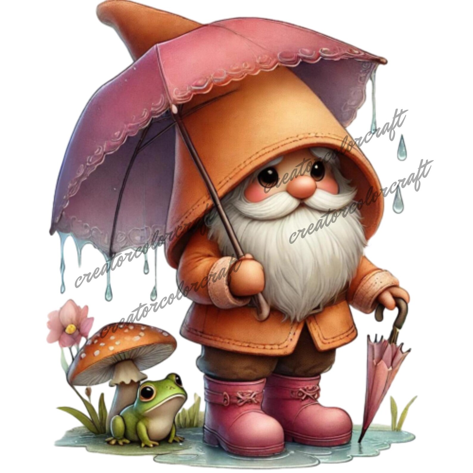 Rainy Day Gnome Clipart, Cute Gnomes Clipart, Autumn Gnomes Clipart ...