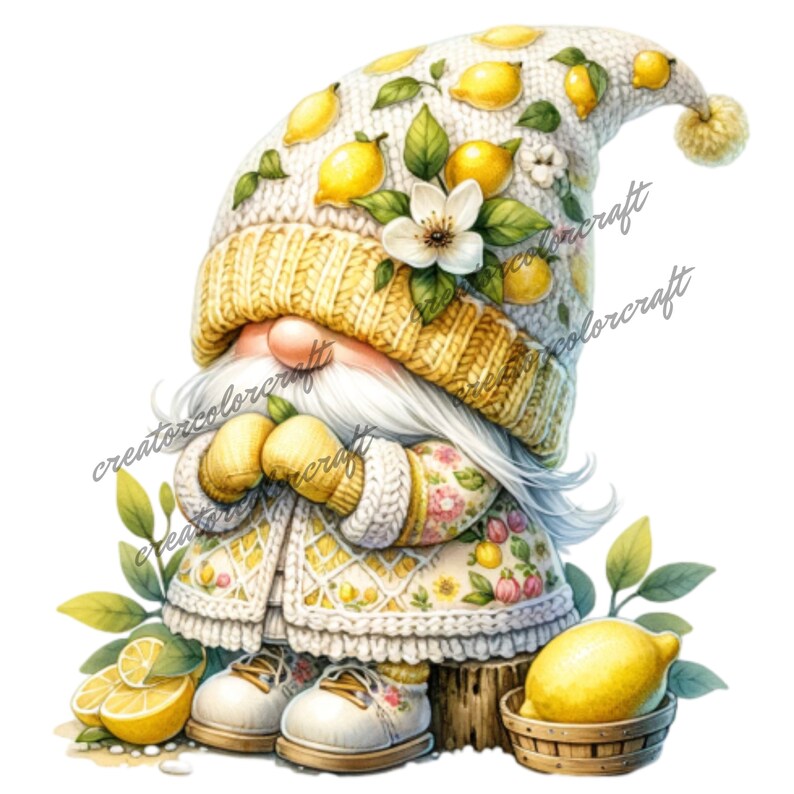 Lemon Gnome Clipart, Sublimation Designs, Lemon Gnome Png, Gnome ...