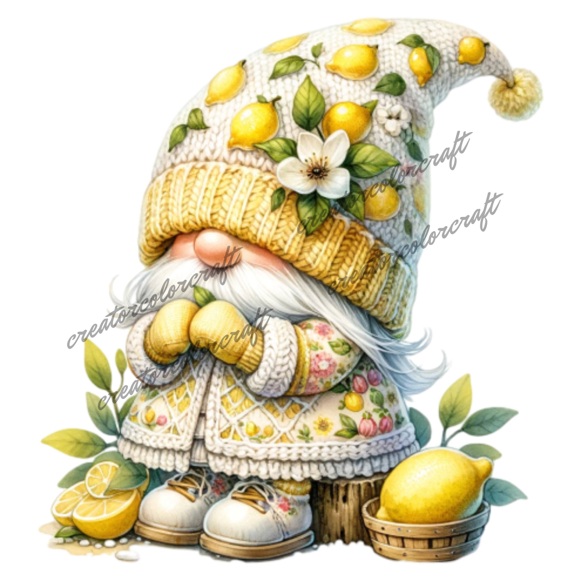 Lemon Gnome Clipart, Sublimation Designs, Lemon Gnome Png, Gnome ...