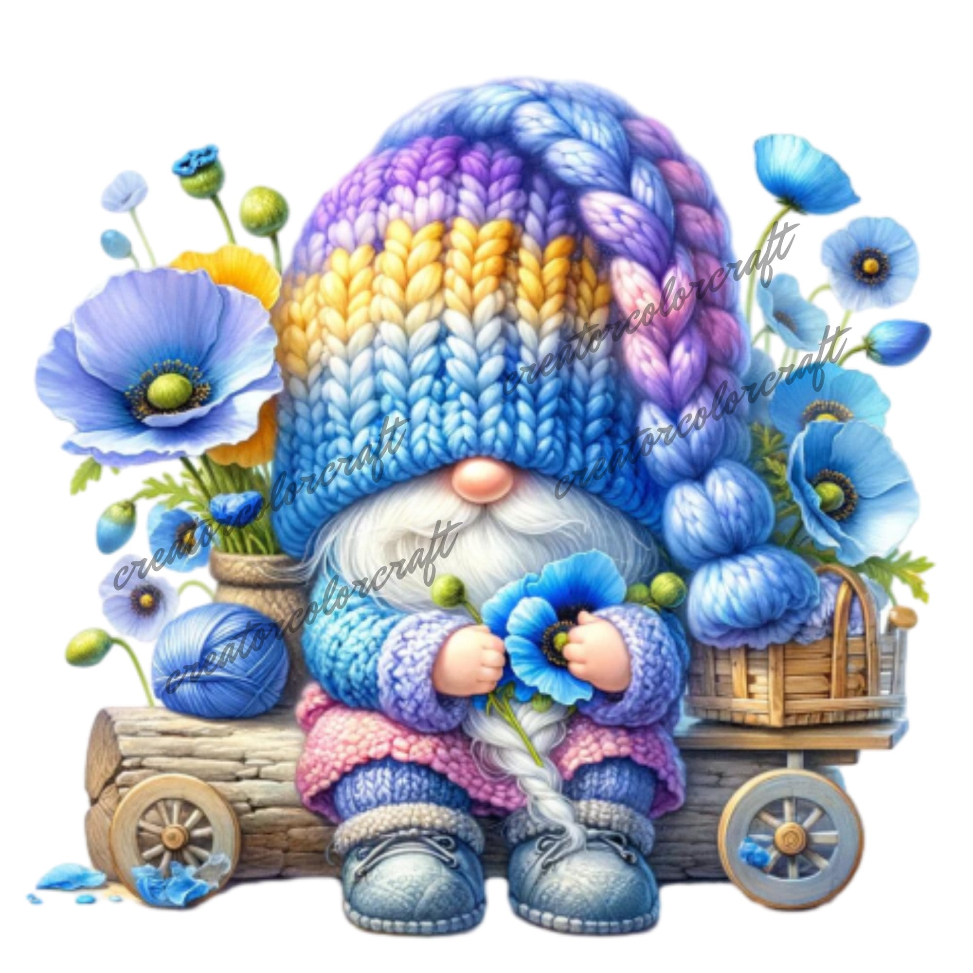 Poppies Gnomes Clipart Bundle, Flowers Gnomes PNG, Bundle Png, Garden ...