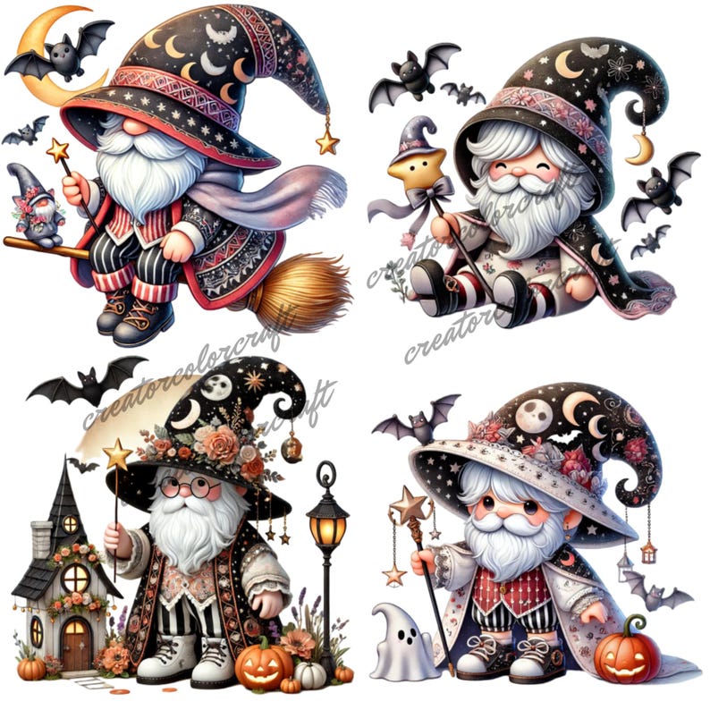 Halloween Gnome Clipart, Nursery Art, Digital Download, Card Making ...