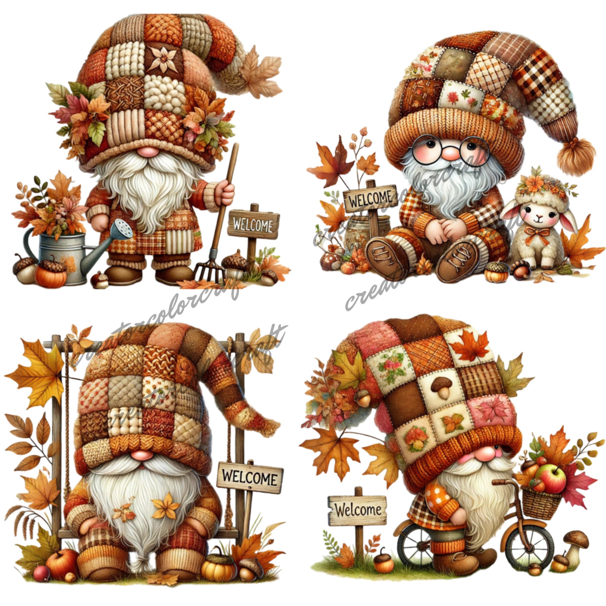 Fall Gnomes Clipart PNG Bundle, Fall Gnome Png, Autumn Gnome Png, Gnome ...