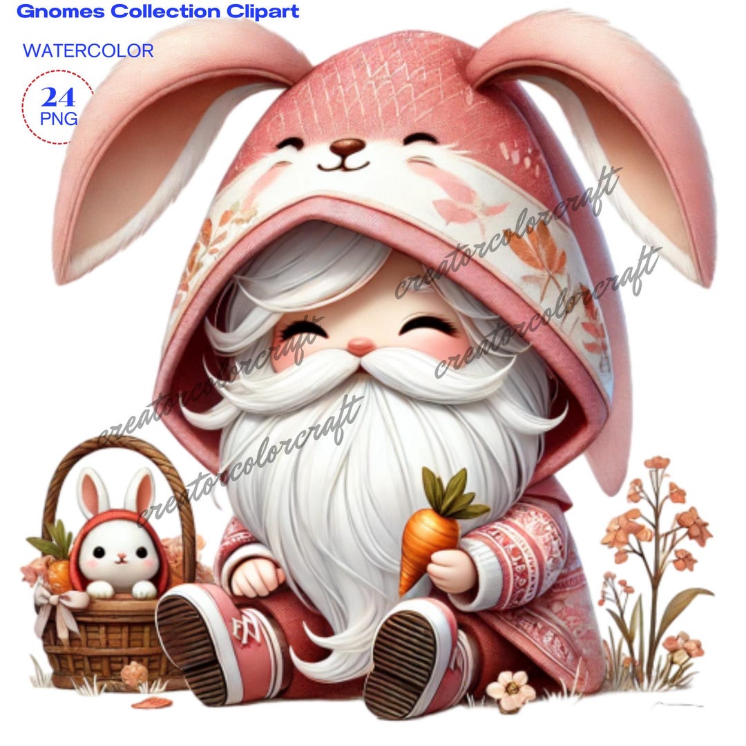 Rabbit Lover Gnome Clipart, Digital Download,animal Farm Gnome,easter ...